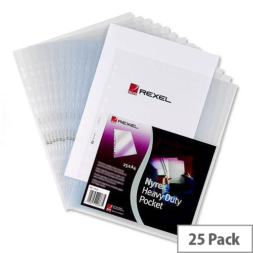 Rexel Heavy Duty Top & Side Opening Punched Pocket A4 Clear Pack 25 ...